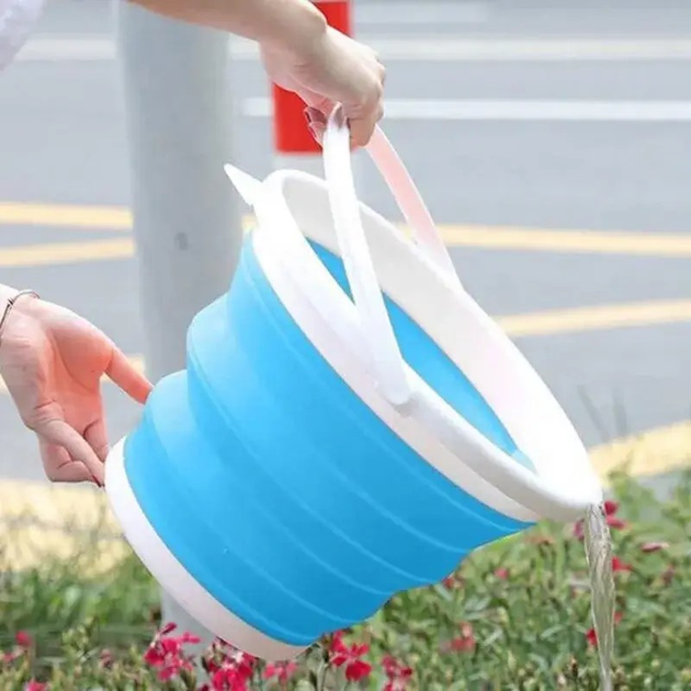 Складное ведро силиконовое 10 литров UKC Silicon Bucket Голубое – в ...