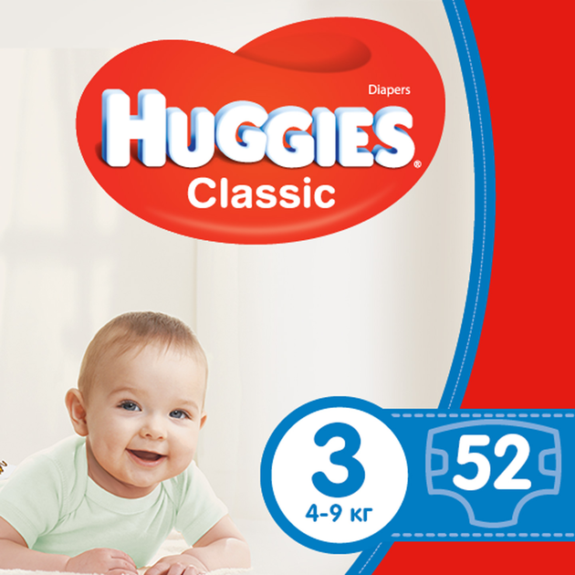 Подгузники Huggies Classic 3 4-9 кг Jumbo 52 шт (5029053579788) – фото ...