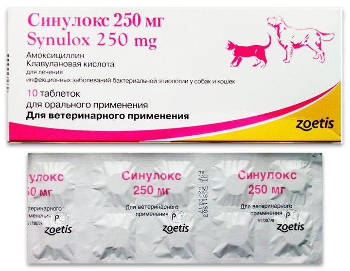 Таблетки Zoetis Синулокс FCT для лечения собак и кошек антибиотик 250 ...