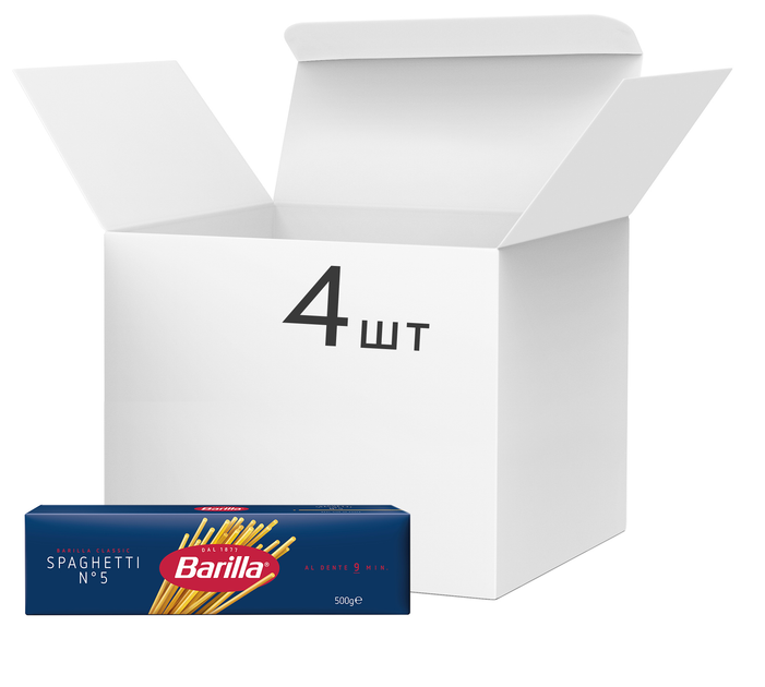Упаковка макарон Barilla Spaghetti №5 спагетти 500 г х 4 шт ...