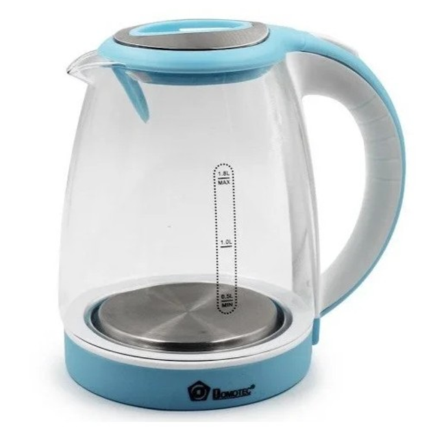 Стеклянный электрочайник с подсветкой Domotec MS-8111 Blue 2200W 1,8L ...