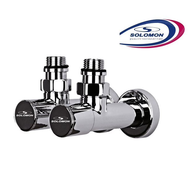 Краны вентильные угловые с американкой Solomon LUX 1/2" chrom 7777 (2шт ...