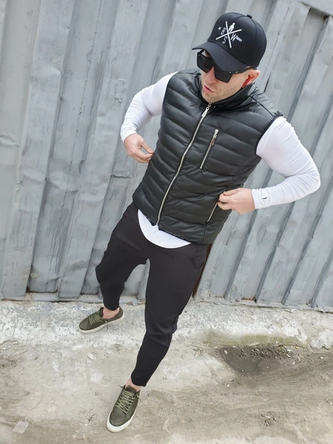 Жилет чоловічий шкіряний Anti-fluff Gosp 2XL Чорний від продавця: Gosp ...