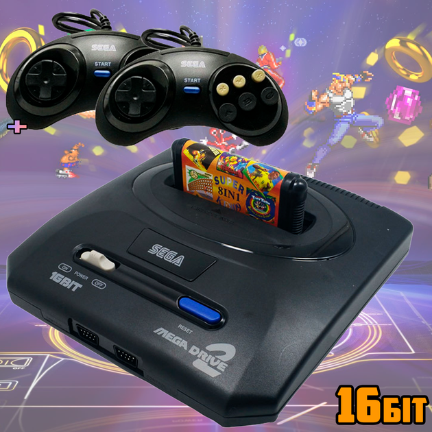 Ігрова приставка 16 біт Sega mega drive 2 ретро консоль із вбудованими ...