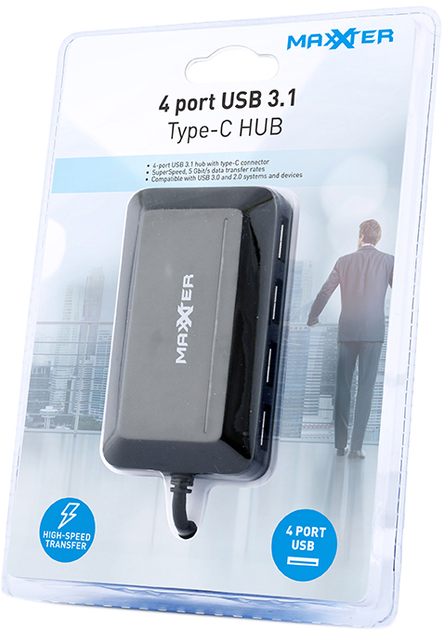 Хаб Maxxter USB 3.0 Type-С на 4 порта ACT-HUB3C-4P Black – фото ...
