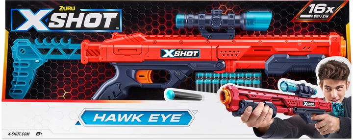Скорострельный бластер Zuru X-Shot Red Excel Hawk Eye 16 патронов ...