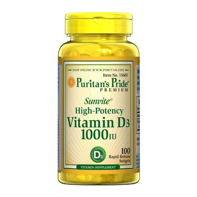 Витамин D Puritan's Pride Vitamin D3 1000 IU 100 Softgels – фото ...