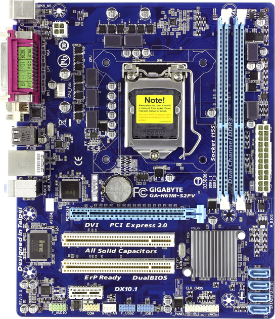 Материнская плата Socket 1155 GIGABYTE GA-H61M-S2PV ( s1155, DDR3 ...