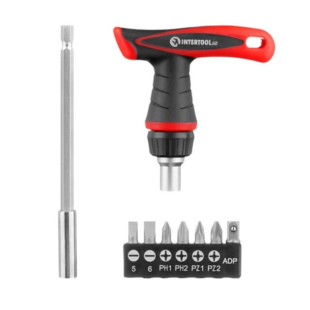 отвертка Т-образная реверсивная с комплектом насадок 15 ед. INTERTOOL VT-1015 – фото, отзывы ...