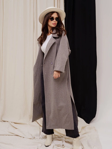 Пальто осіннє довге жіноче ISSA PLUS 13550 L Сіре (issa2007682278169) – Брендовий одяг | ROZETKA