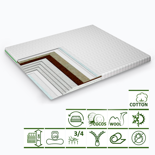 Тонкий матрас-топпер Green Streem Ergo 130х200 см (02022020-24-14 ...