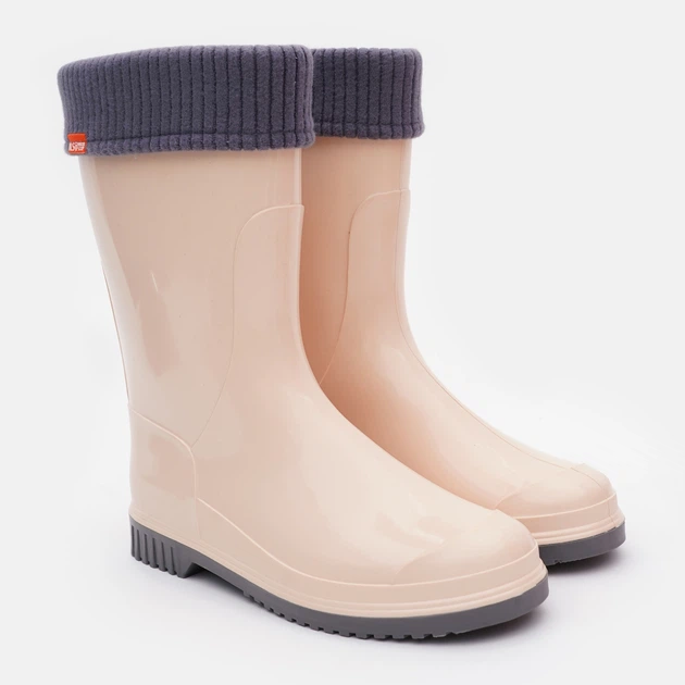Жіночі гумові чоботи високі Alisa Line 401 38 24 см Бежеві ...