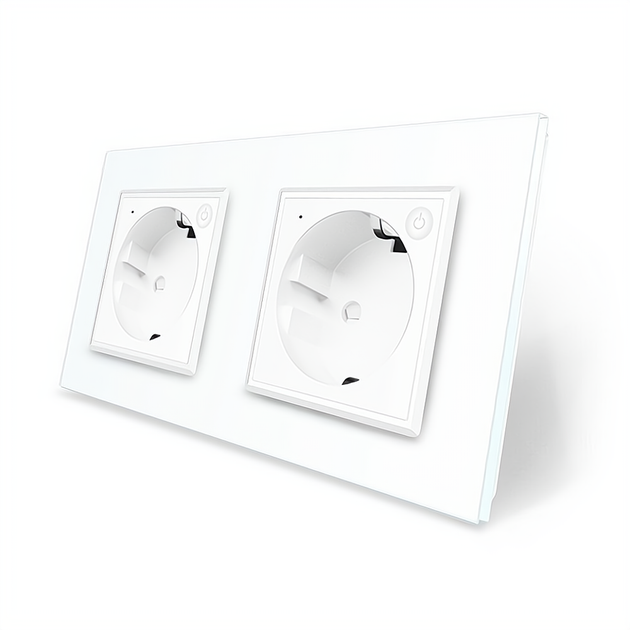 Двомісна розумна розетка ZigBee із заземленням Livolo білий (VL ...