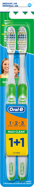 Набор зубных щеток Oral-B 1+1 Maxi Clean 1-2-3 3-Эффекта средней ...