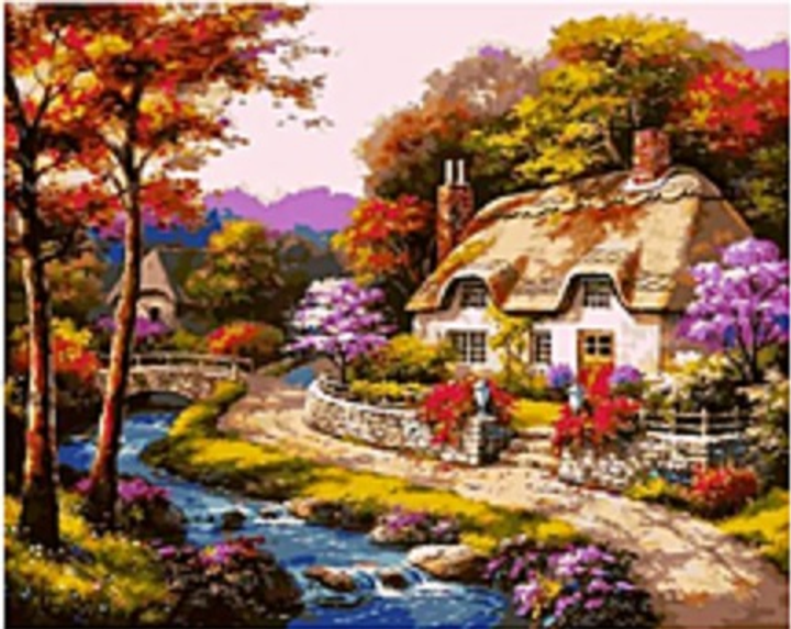 Алмазная мозаика по номерам 095EZ 40*50 "Домик в деревне" карт уп ...