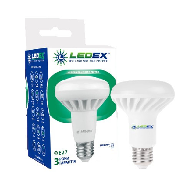 Лампа светодиодная Ledex 8W E27 4000K R63 – фото, отзывы ...