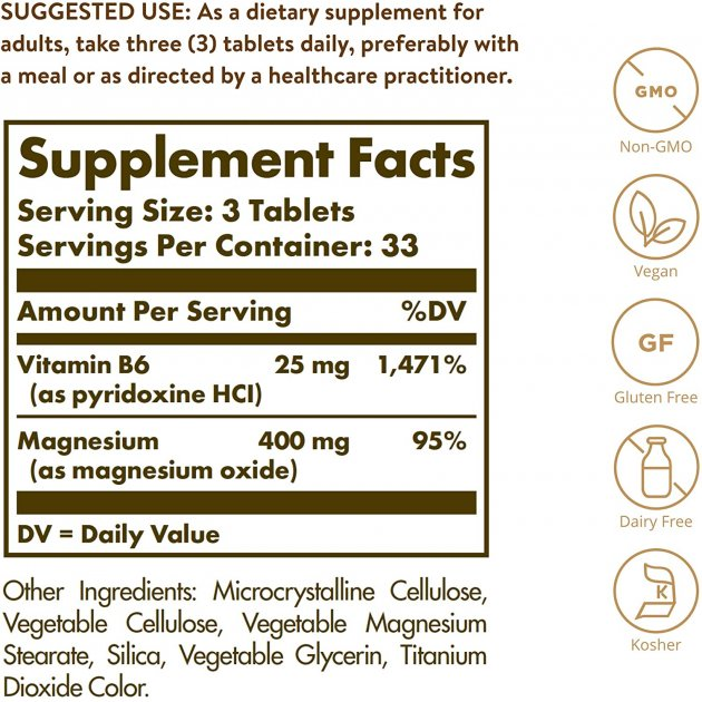 Магний с витаминов Б6 Солгар / Solgar Magnesium with Vitamin B6 - 100 ...