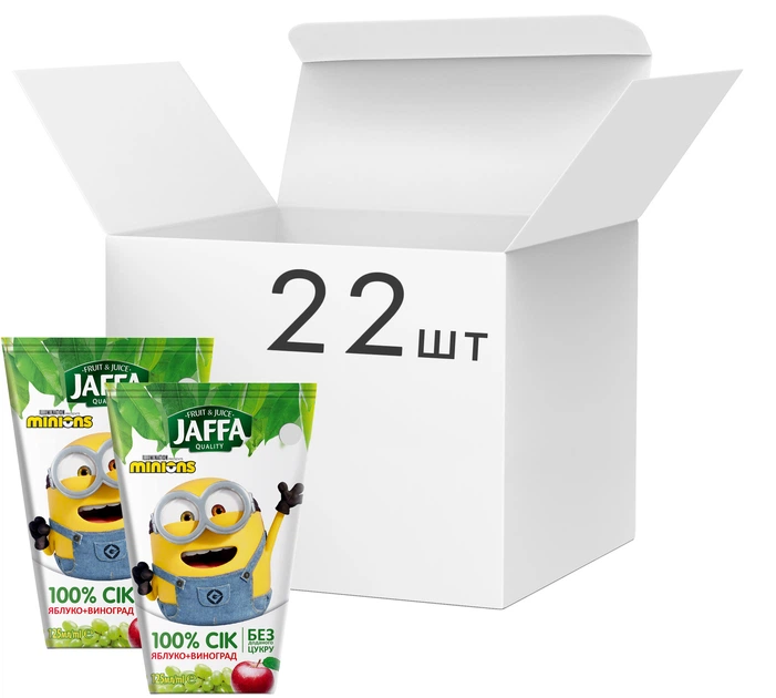 Упаковка яблучно-виноградного соку Jaffa Minions без цукру 0.125 л х 22 ...
