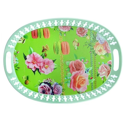 Піднос пластиковий ажурний Stenson R84475 овальний 42х37х4см фото відгуки характеристики в