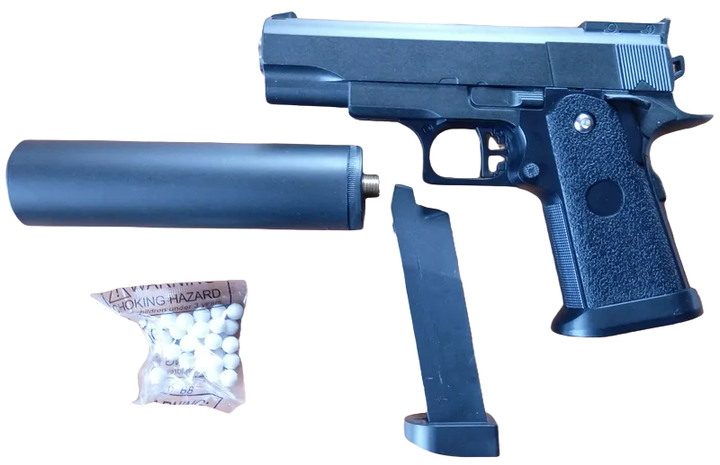 Игрушечный пистолет на пульках с глушителем Galaxy Colt G10A ...