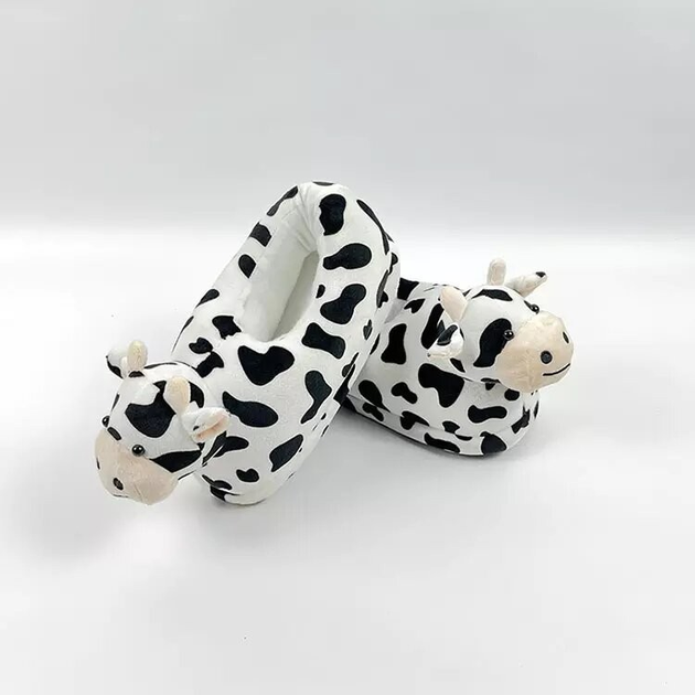 Комнатные тапочки игрушки Kigurumi Корова Домашние Теплые Мужские Черно ...