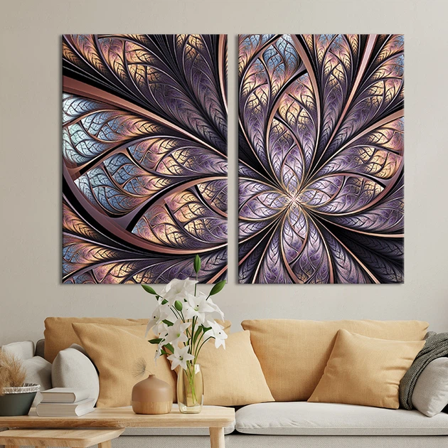 Настінний декор диптих картина на полотні для інтерєру у вітальню спальню Абстрактний метелик