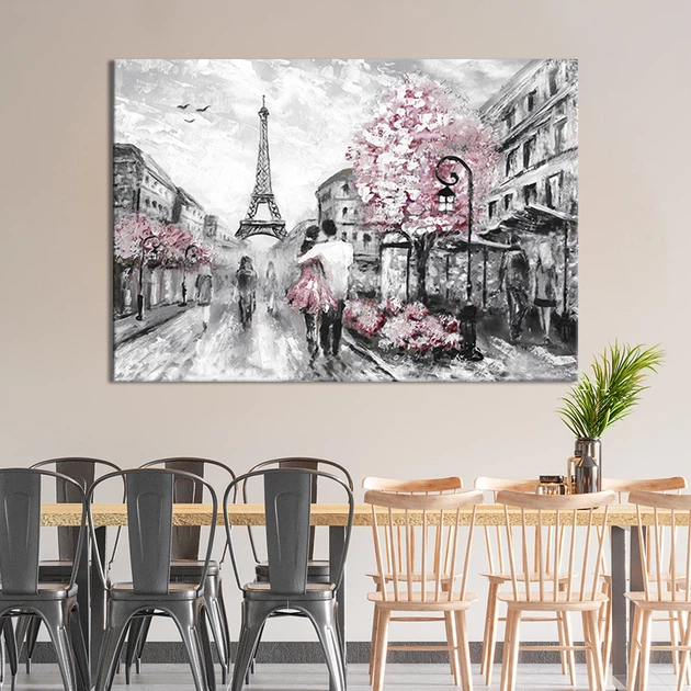 Настінний декор картина на полотні для інтерєру у спальню Романтичний Париж 51x34 см 374 1