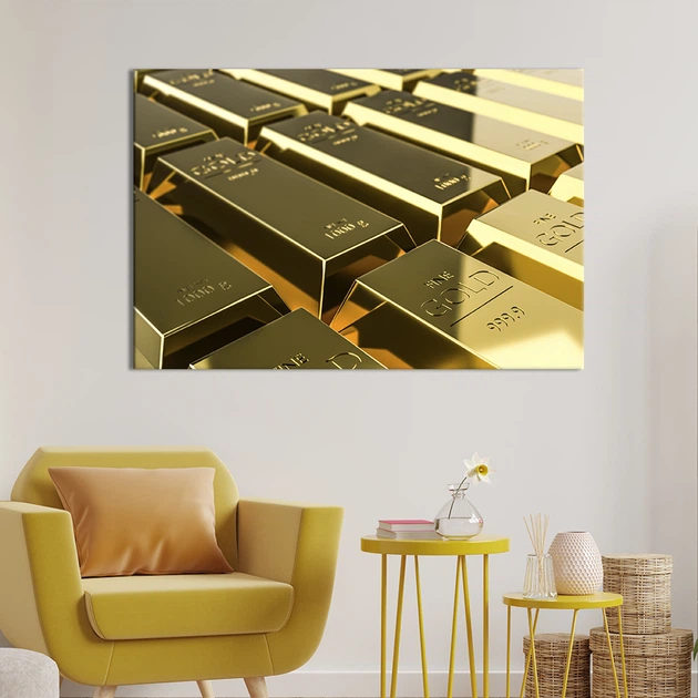 Настінний декор картина на полотні для інтерєру у спальню Золото 51x34 см 539 1 купити