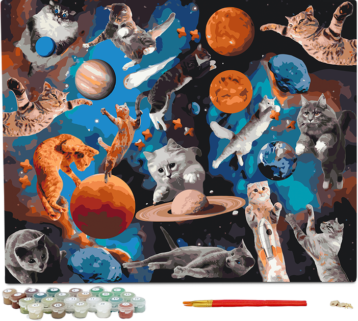 Картина за номерами Orner Котики у відкритому космосі (orner-1735 ...