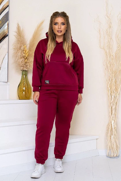 Спортивний прогулянковий костюм на флісі із капюшоном 772242 XL-2XL (52-54) Марсала від продавця ...