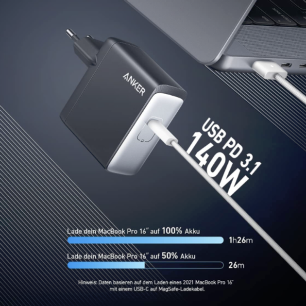 Сетевое зарядное устройство Anker 717 Charger 140W Power Delivery 3.1 ...