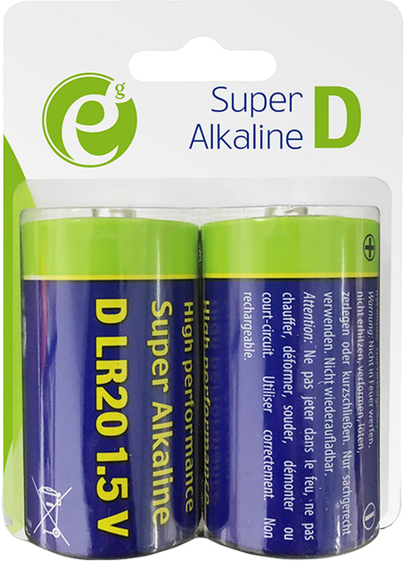 Лужні батарейки EnerGenie LR20/Тип D 2 шт (EG-BA-LR20-01) – фото ...