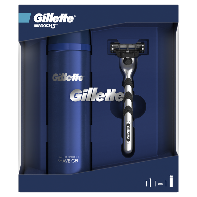 Подарочный набор для мужчин Gillette Mach3 Бритва с 1 сменной кассетой ...