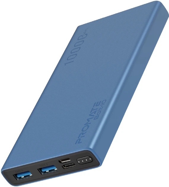 УМБ Promate Bolt-10 10000 mAh 10Вт 2xUSB Blue (bolt-10.blue) – фото ...