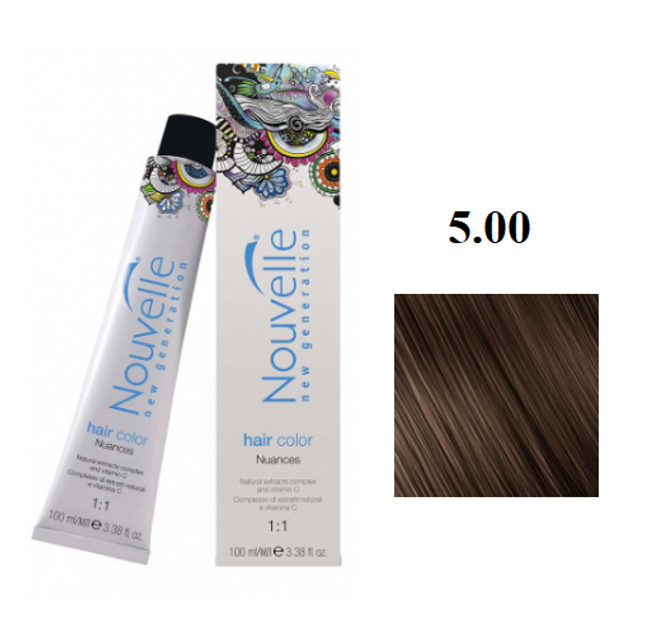 Краска для волос Nouvelle 5.00 насыщенный светло-коричневый 100 мл от ...