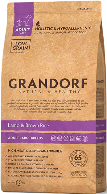 Сухий корм для собак Grandorf Adult Large Breed ягня з рисом 12 кг ...
