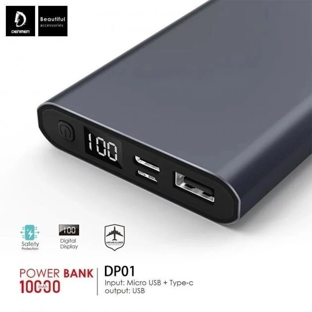 Портативний зарядний пристрій з дисплеєм Power Bank Denmen швидкого ...