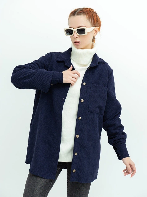 Сорочка вельветова оверсайз жіноча ISSA PLUS SA-433 S Синя (issa2007682301683) – в інтернет ...