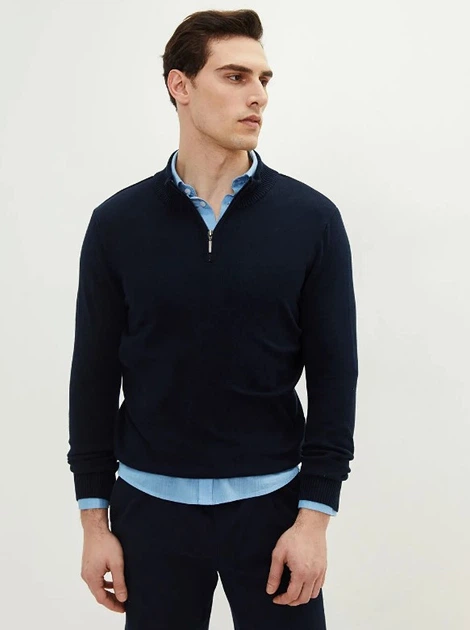 Чоловічий светр LC Waikiki на блискавці XXL Синій (LCWKnitwear-8308 ...