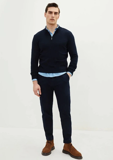 Чоловічий светр LC Waikiki на блискавці XXL Синій (LCWKnitwear-8308 ...