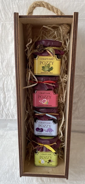 Подарочный набор джемов Pozzy Ассорти из 4 вкусов 130 г х 4 шт ...