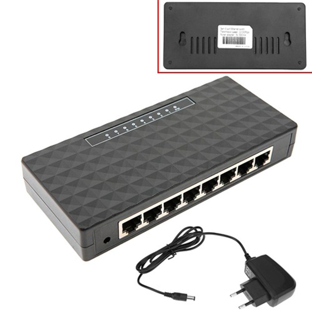 Коммутатор сетевой 8-портовый RJ45 свич свитч switch 10/100 Мб/с Без ...