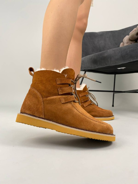 Женские зимние угги ShoesBand Рыжие натуральные замшевые внутри ...
