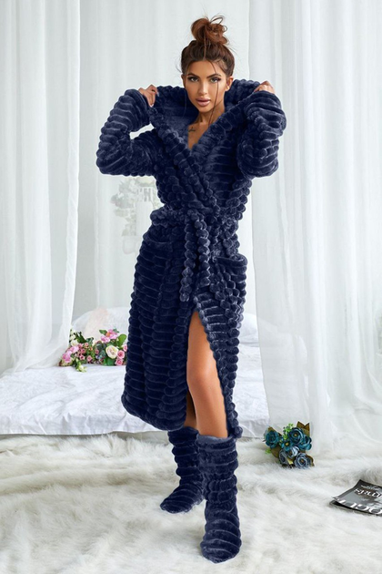 Тёплый женский халат-шубка с сапожками 831473 2XL-4XL (56-60 ...