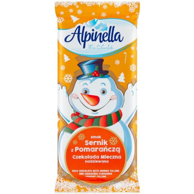 Молочный шоколад Alpinella с начинкой Апельсиновый чизкейк, 100 г ...