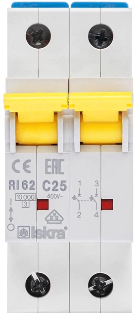 Автоматичний вимикач Iskra 25A 2P 10kA C RI62C25A (786100154000) – фото ...