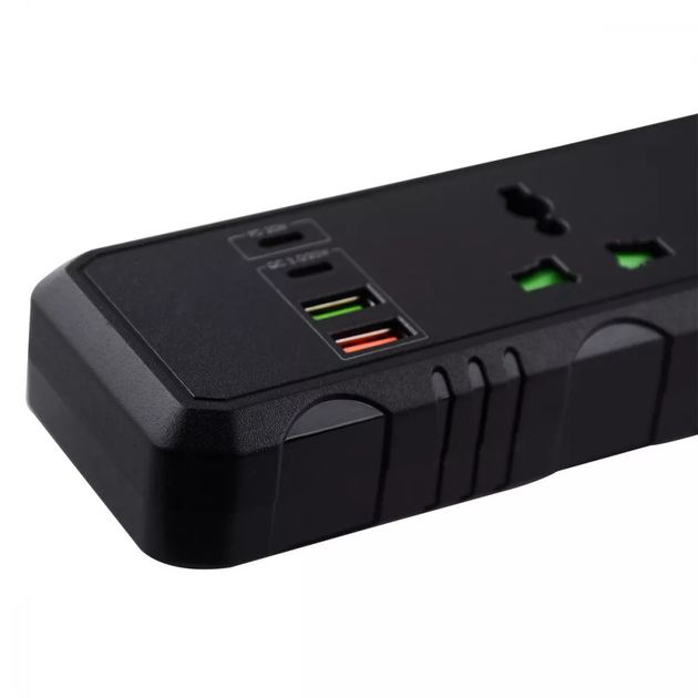 Сетевой фильтр T25-QC 3 розетки / 2хUSB / 2 Type-C 2 м black – фото ...