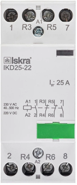 Контактор Iskra IKD25-22 25A 2NO+2NC 4P AC/DС 220/240В 50/60 Гц ...