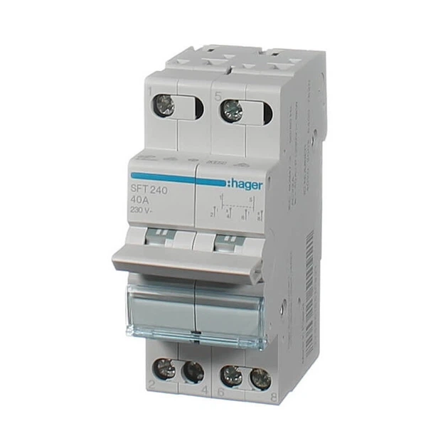 Перемикач вводу резерву трьохпозиційний I-0-II Hager SFT240, 2 полюса ...