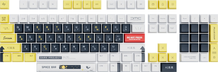 Набор кейкапов Dark Project PBT ENG/UA/RU Black/White/Yellow (KS-1036 ...